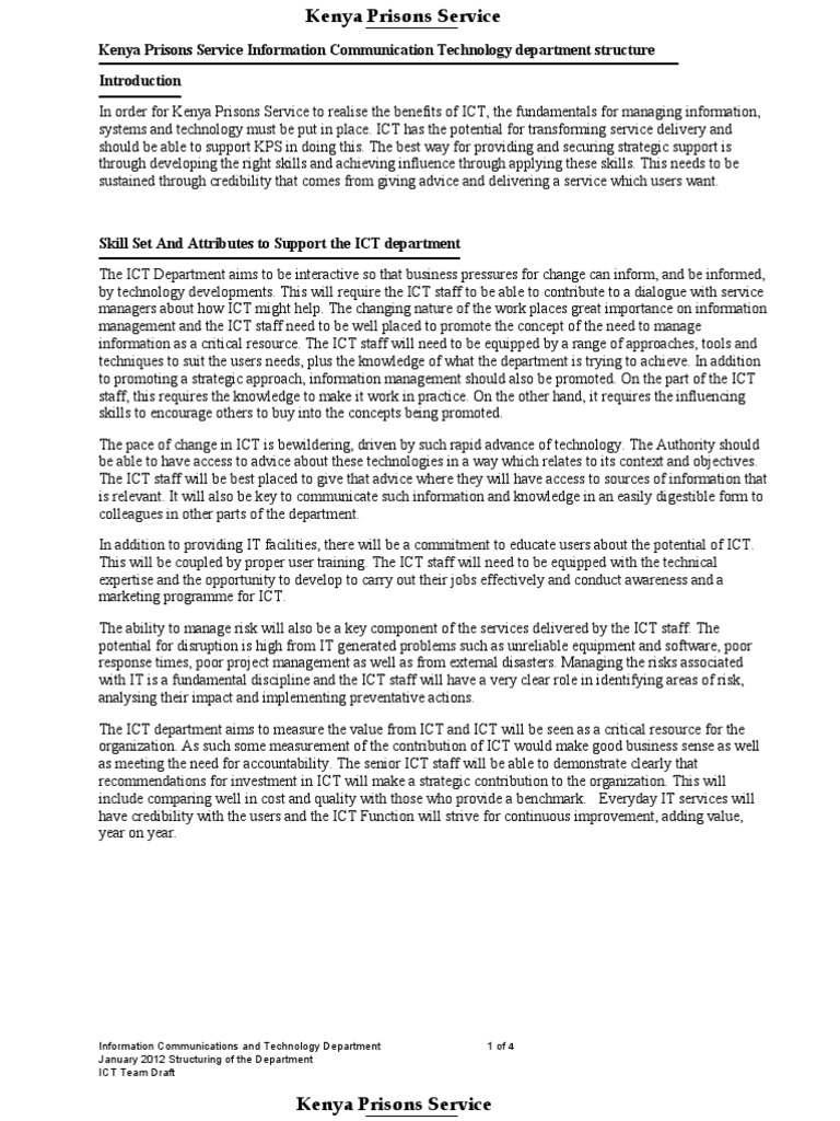 Ict Department Structure | PDF | Educational Technology | Project ...