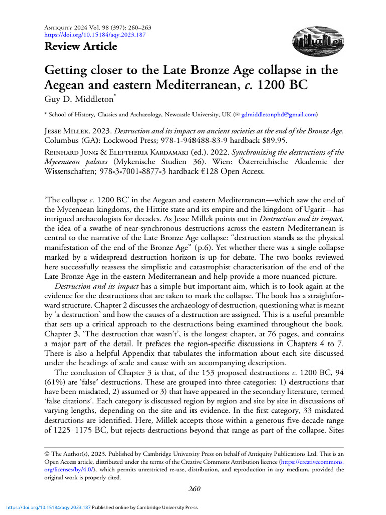 Getting Closer To The Late Bronze Age Collapse in The Aegean and ...