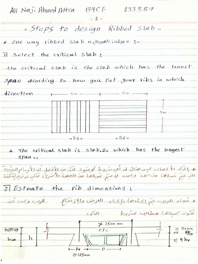 Step To Design Ribbed Slab - Ali Attia | PDF