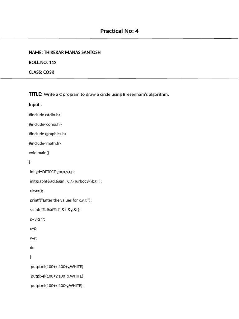 CGR Practical No 4 | PDF