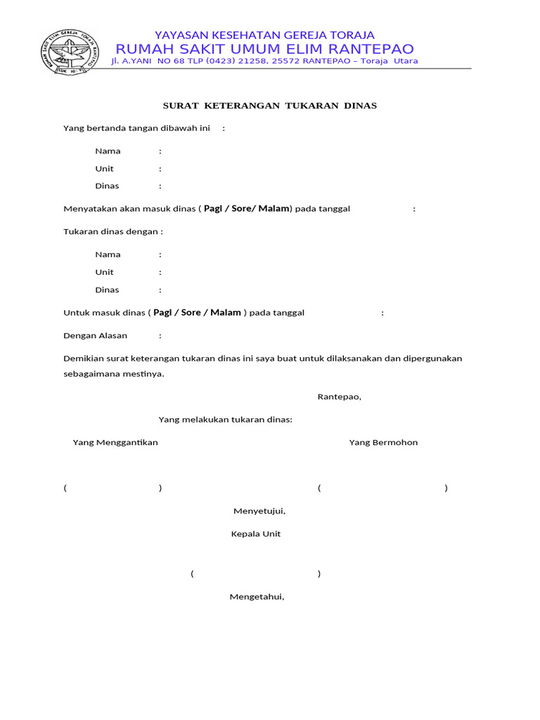 Blangko Tukaran Dinas | PDF