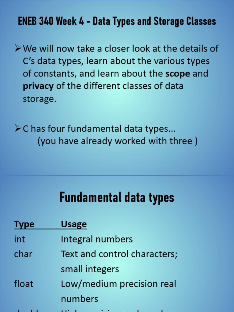 Eneb340 Week04 Data Types Pdf Integer Computer Science Variable Computer Science