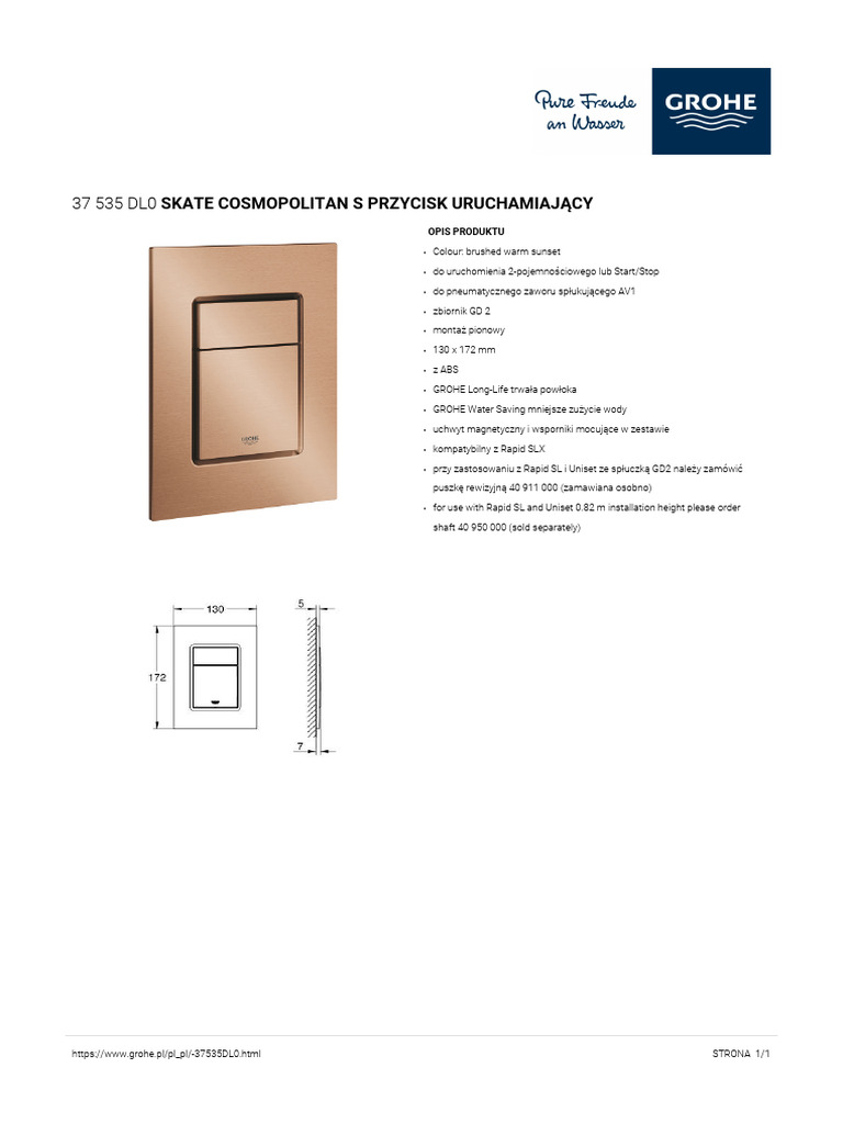 GROHE Specification Sheet 37535DL0 | PDF