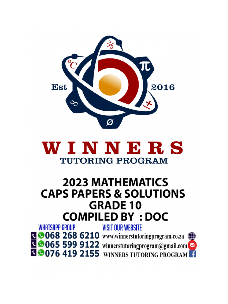 Mathematics Caps and Solutions Grade10 2023 | PDF