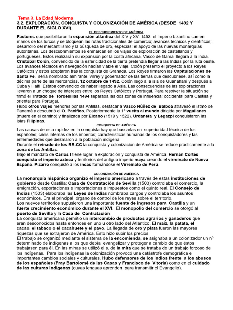 3.2 AMÉRICA 1492 Hasta SIGLO XVI | PDF | Colonización europea de las ...