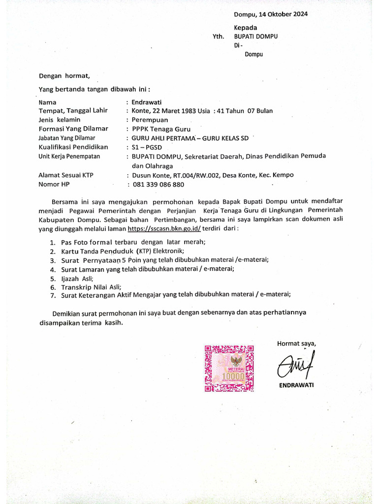 68acb Endra Lamaran-Emeterai | PDF