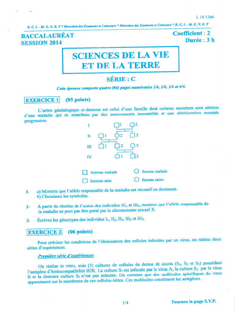 Bac C SVT 2014 | PDF