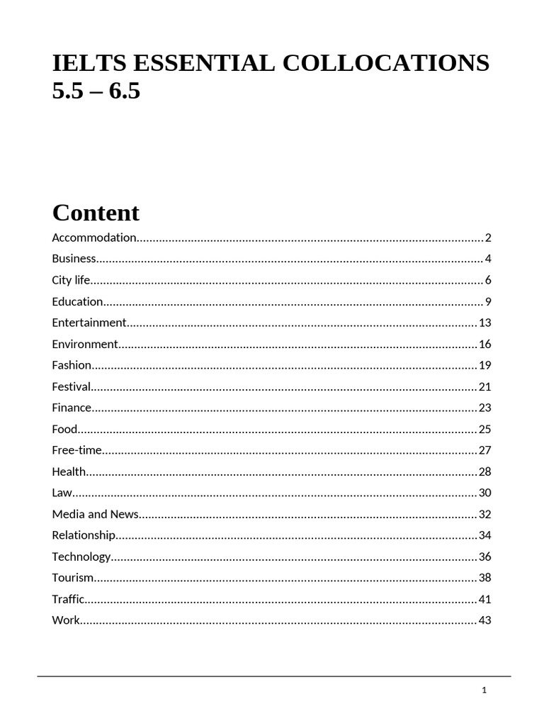 IELTS Essential Collocations | PDF