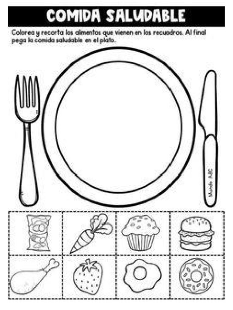 Plato y Comida Saludable para Recortar y Pegar | PDF