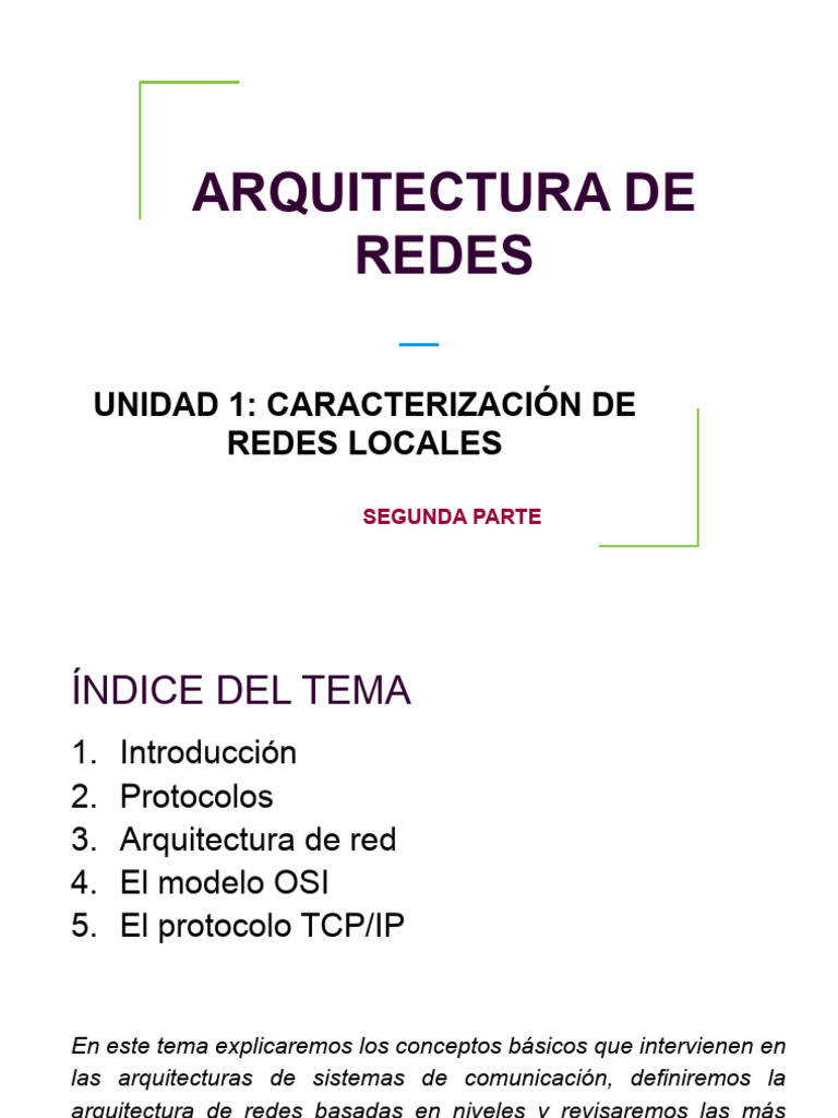 U1.2 Caracterización de Redes Locales (Parte 2) | PDF | Modelo osi | Protocolos de internet