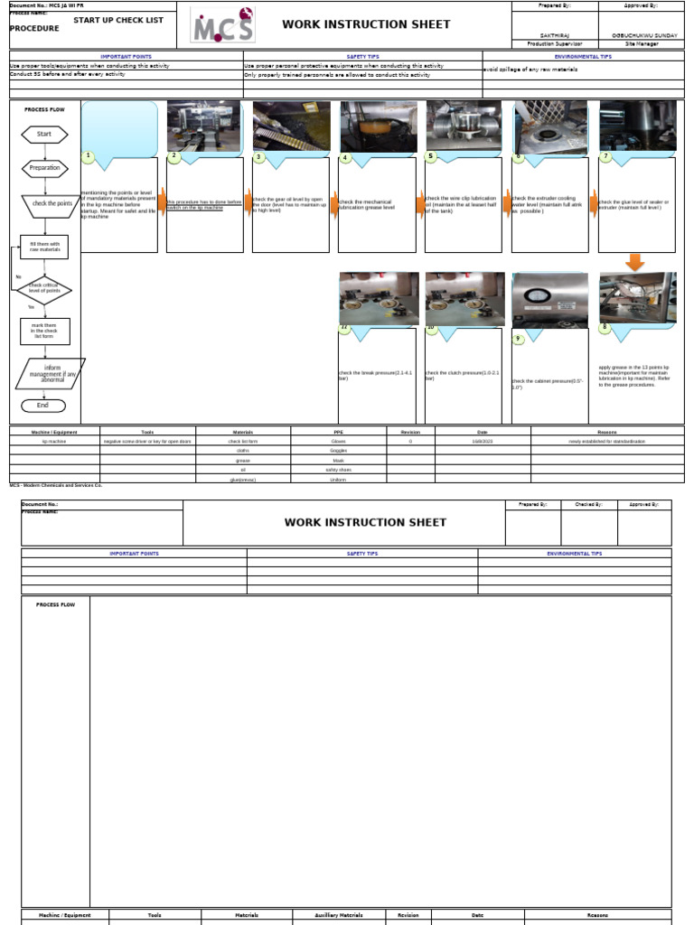 8.kp start up check list procedure | PDF | Personal Protective ...