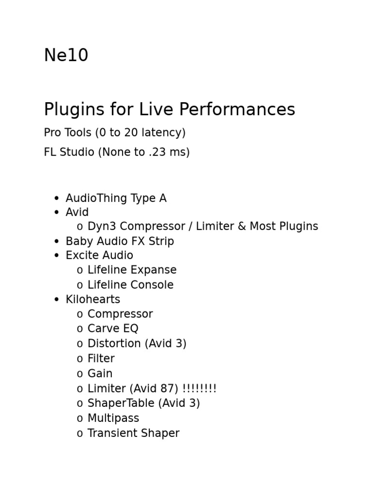 Plugins for Live Performances | PDF