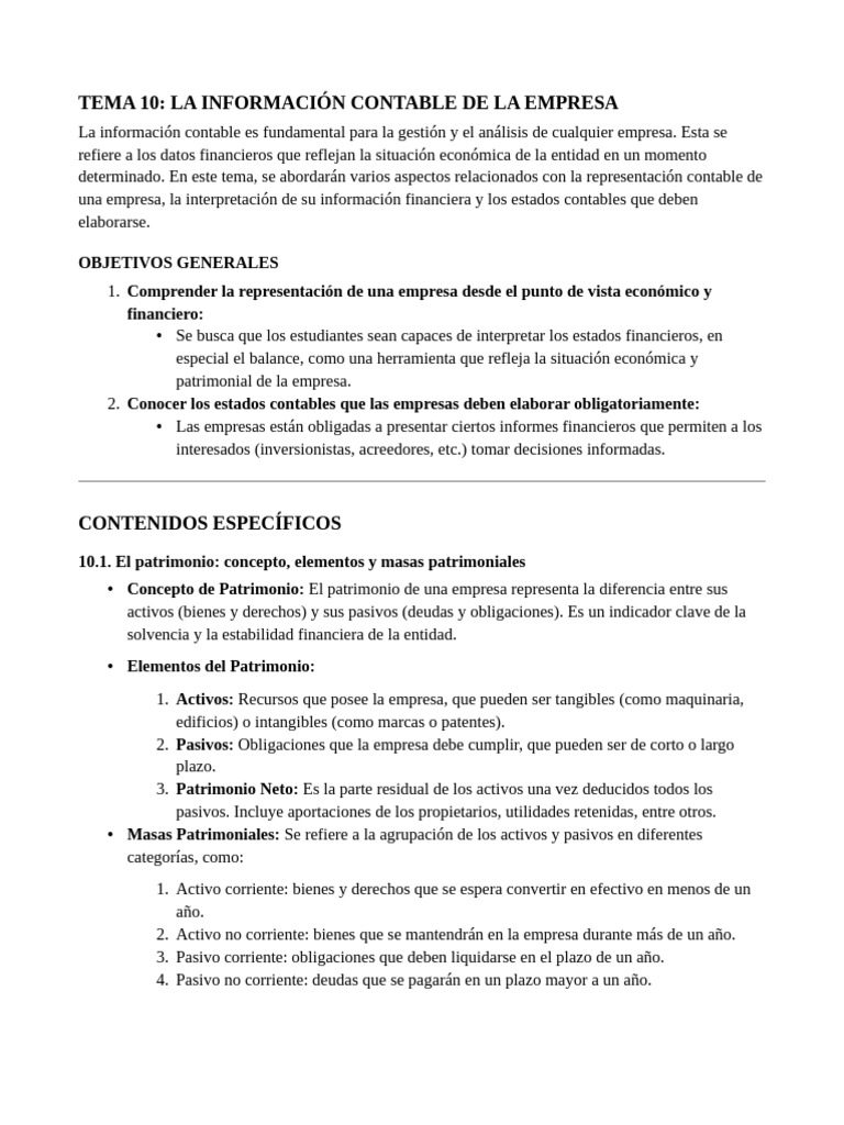 Tema 10. La Información Contable de La Empresa | PDF | Contabilidad ...
