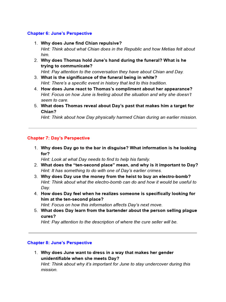 Summary of Chapters 6-10 in The Giver | PDF