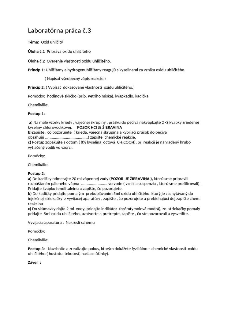 Laboratórna Práca č.3 CO2 | PDF