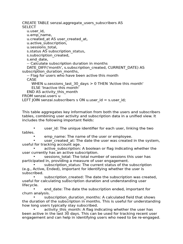 create agg table users, subscribers | PDF | Subscription Business Model | Marketing