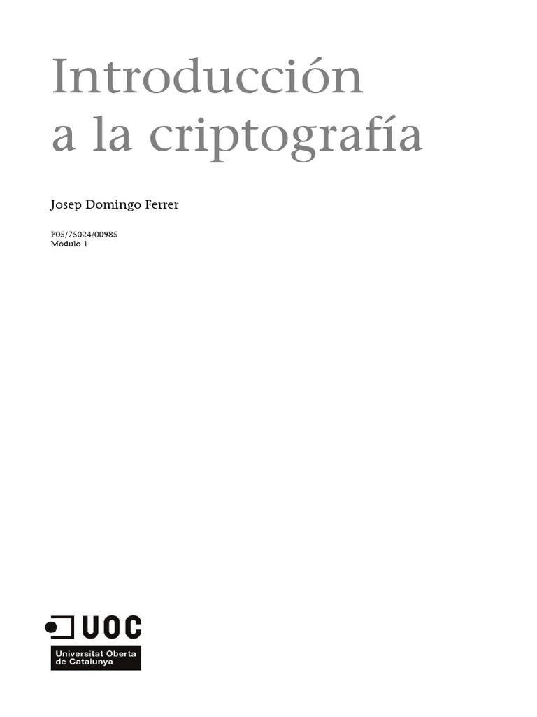 4 Introducción A La Criptografía Autor Josep Domingo Ferrer | PDF | Criptoanálisis | Criptografía