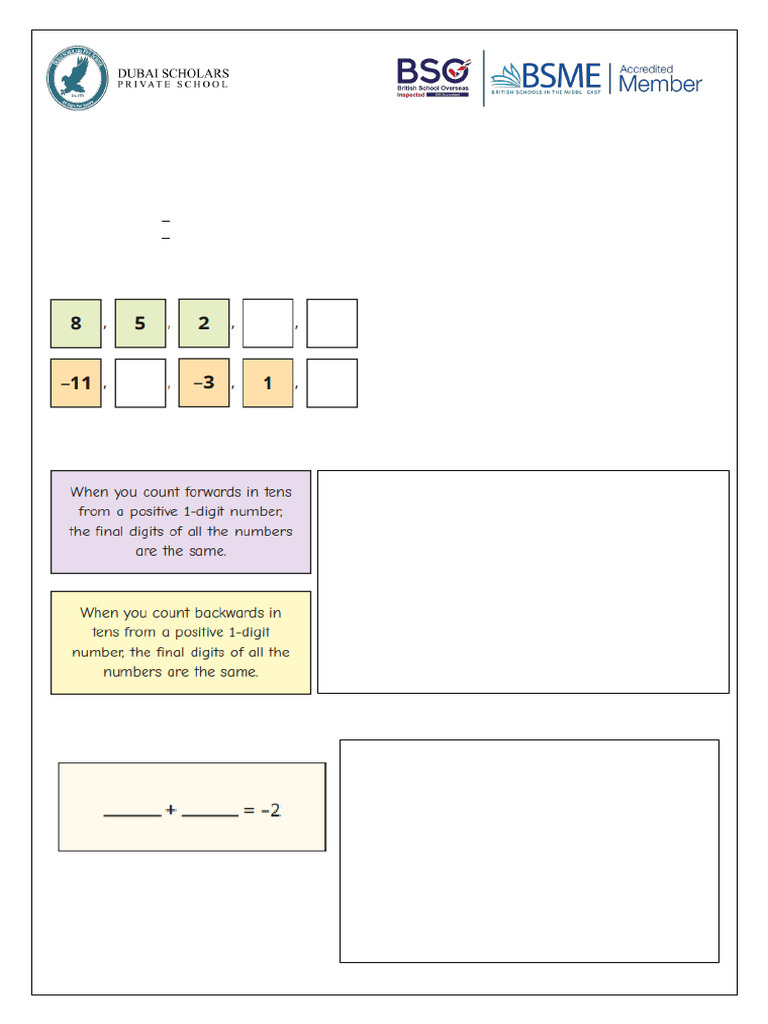 Negative Numbers | PDF