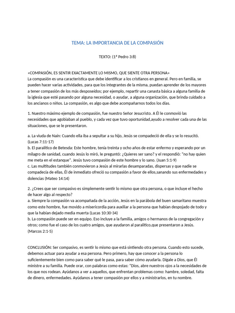Tema 31.la Importancia de La Compasión | PDF | Jesús