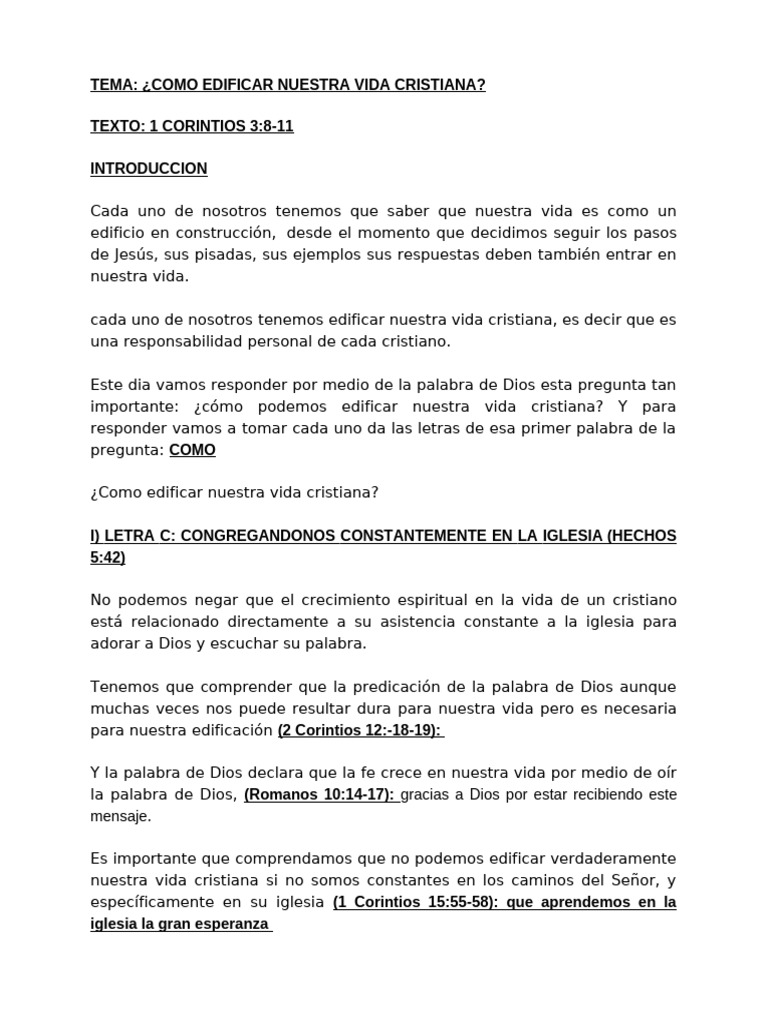 Como Edificar Nuestra Vida Cristiana | PDF | Oración | Iglesia cristiana