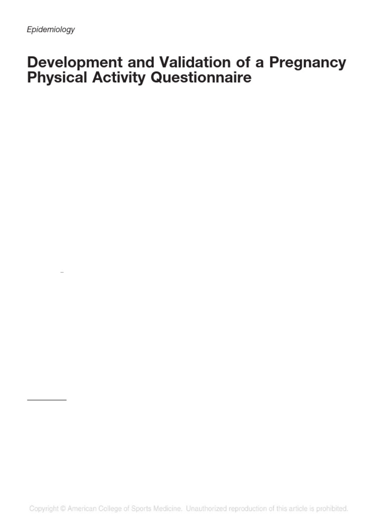 Pregnancy Physical Activity Questionnaire Validation | PDF | Pregnancy | Quantile