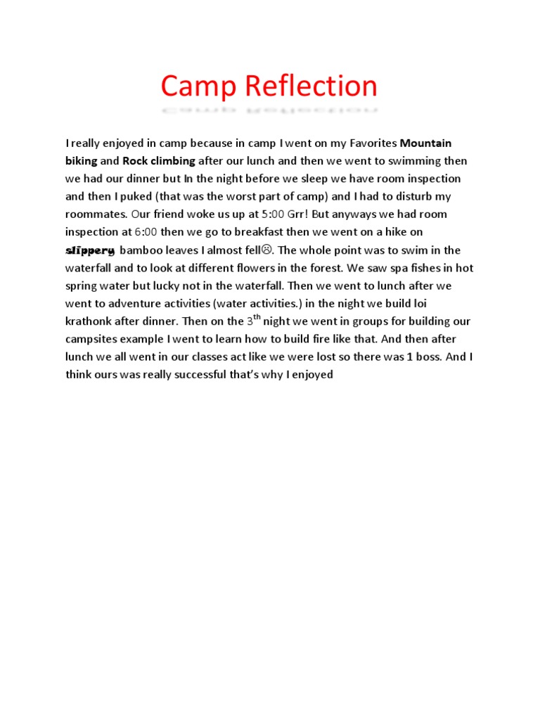 Camp Reflection | PDF