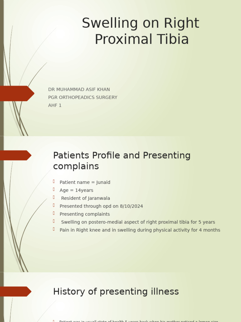 Swelling RT Proximal Tibia | PDF | Edema | Knee