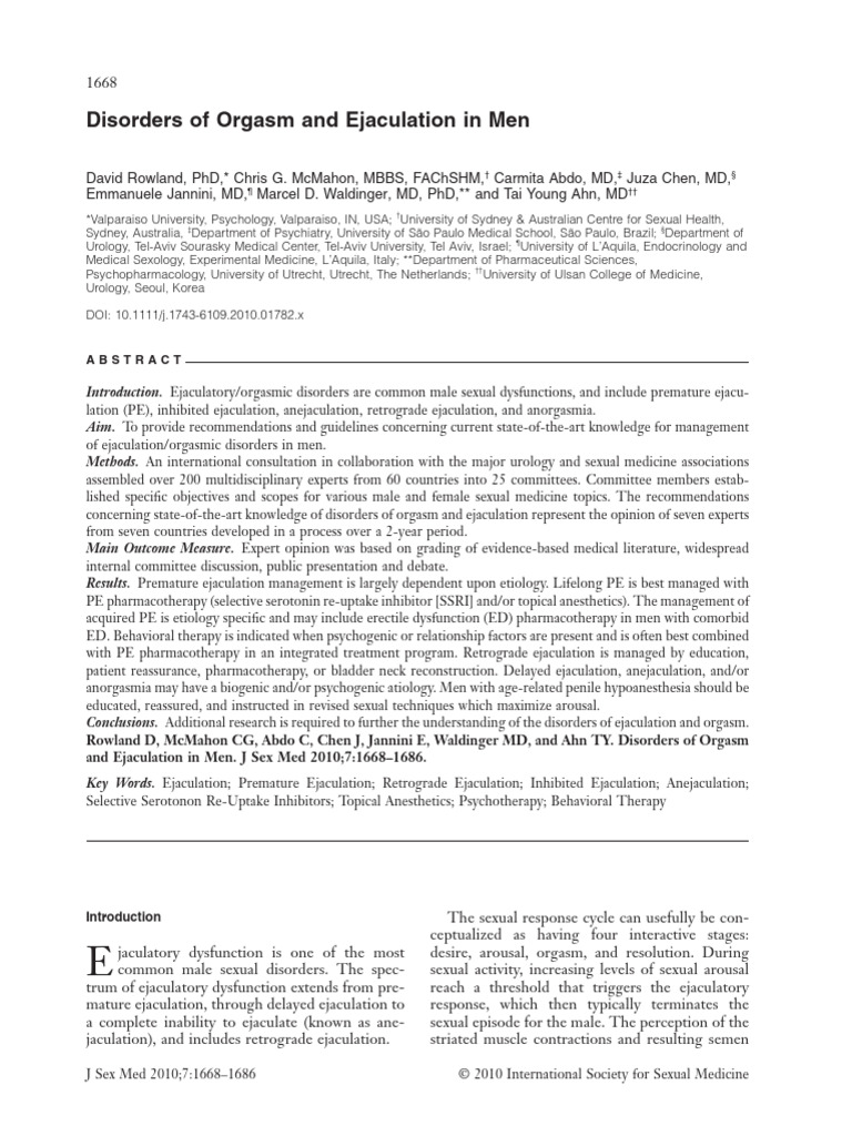 Disorders of Orgasm and Ejaculation in Men | PDF | Sexual Dysfunction ...