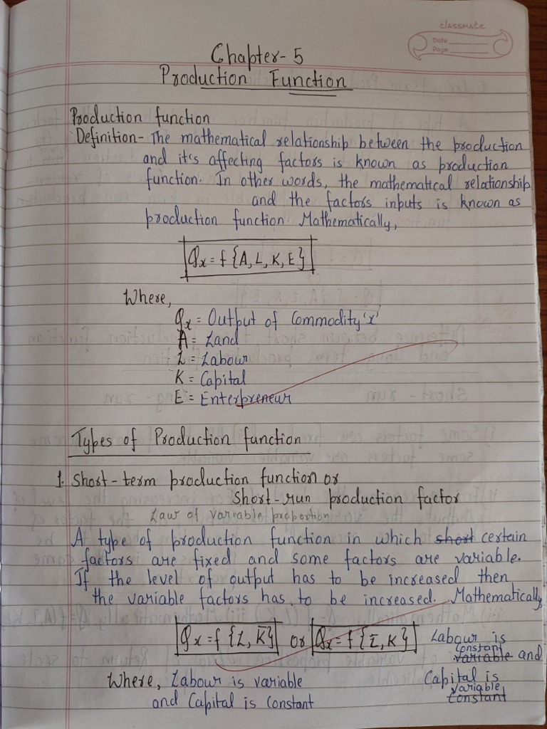 Production Function Class 11 Microeconomics | PDF