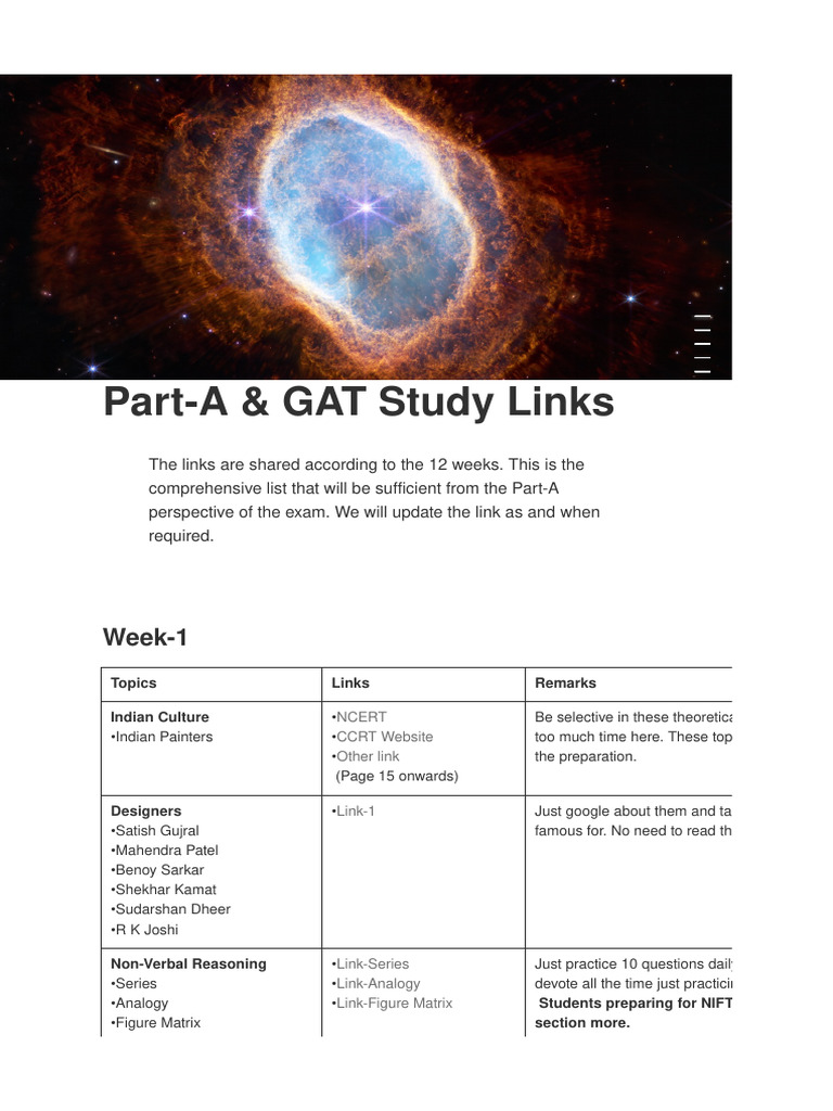 Part-A & GAT Study Links | PDF