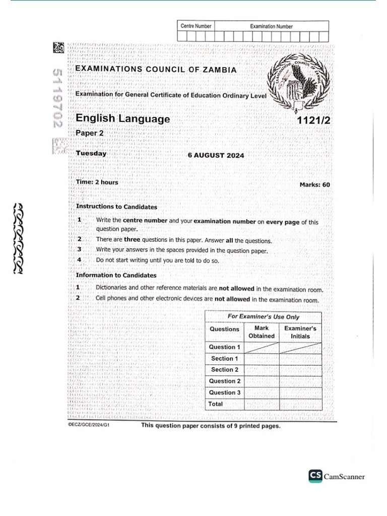 English GCE Paper 2_2024 | PDF