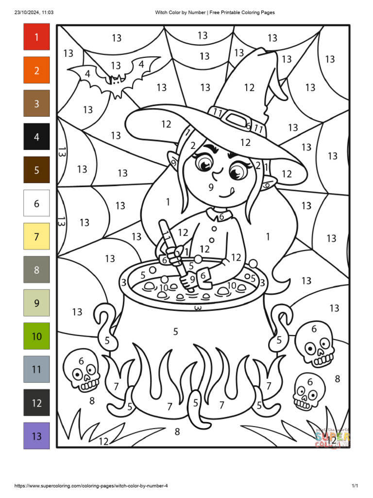 Free Witch Color by Number Pages | PDF