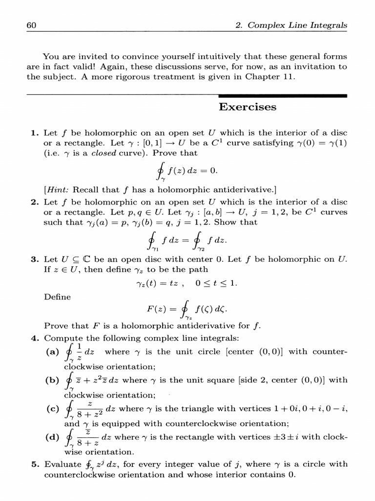 Ex_Krantz_Ch2 | PDF | Integral | Holomorphic Function