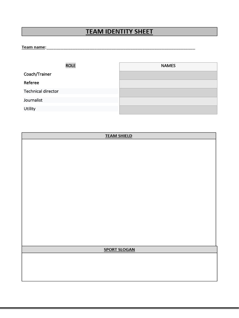 Team Identity & Roles Sheet | PDF
