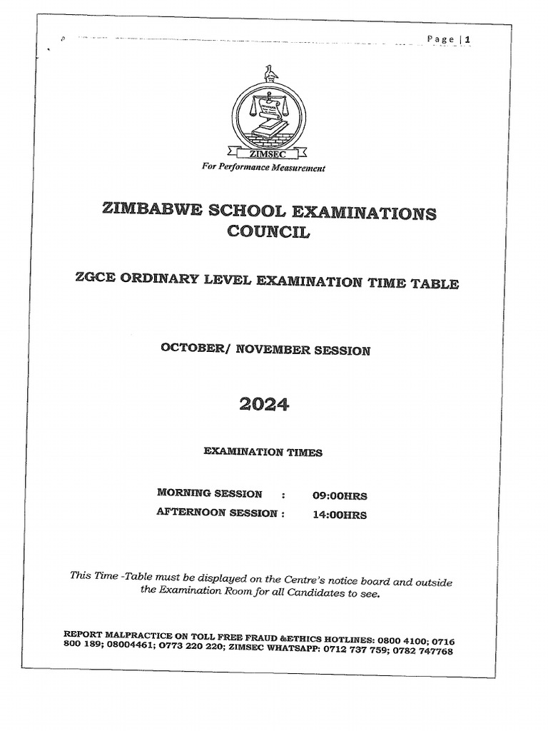 O Level Oct Nov 2024 Time Table | PDF