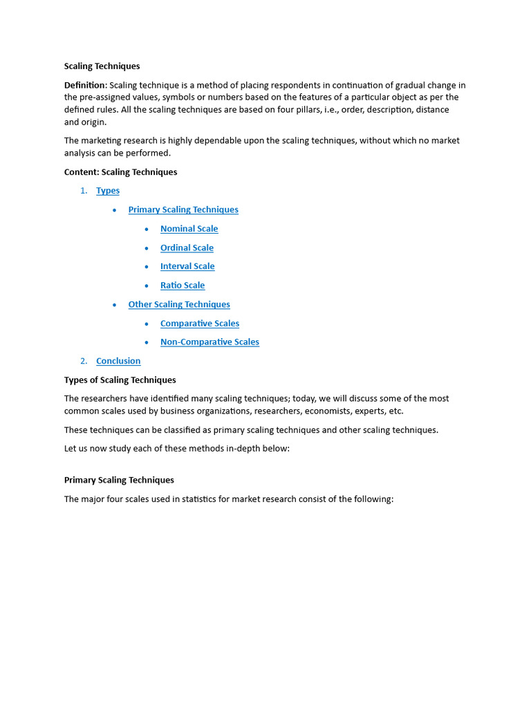 Scaling Techniques | PDF | Level Of Measurement | Likert Scale