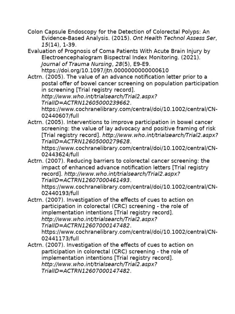 Colon Capsule Endoscopy For The Detection of Colorectal Polyps | PDF ...