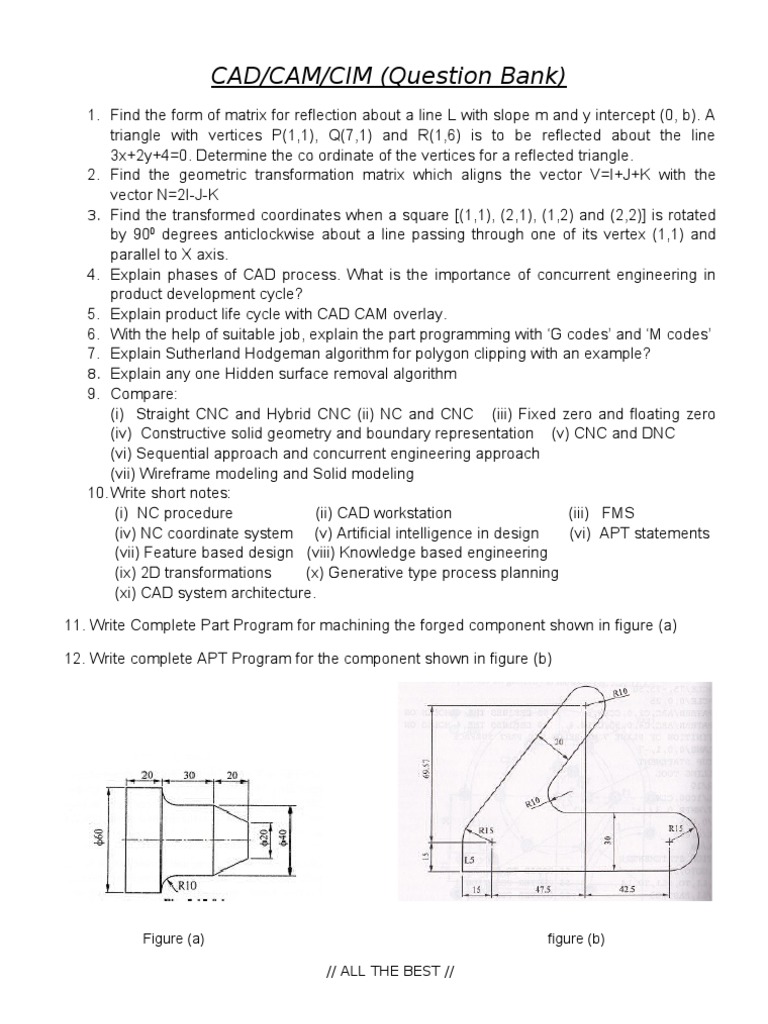 CAD CAM Question Bank | Download Free PDF | Computer Aided Design | 2 D ...