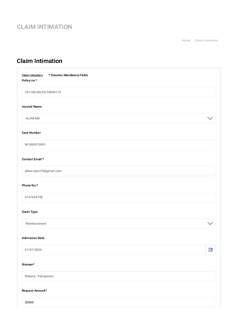 safewaytpa.in_claim_intimation_web.aspx | PDF