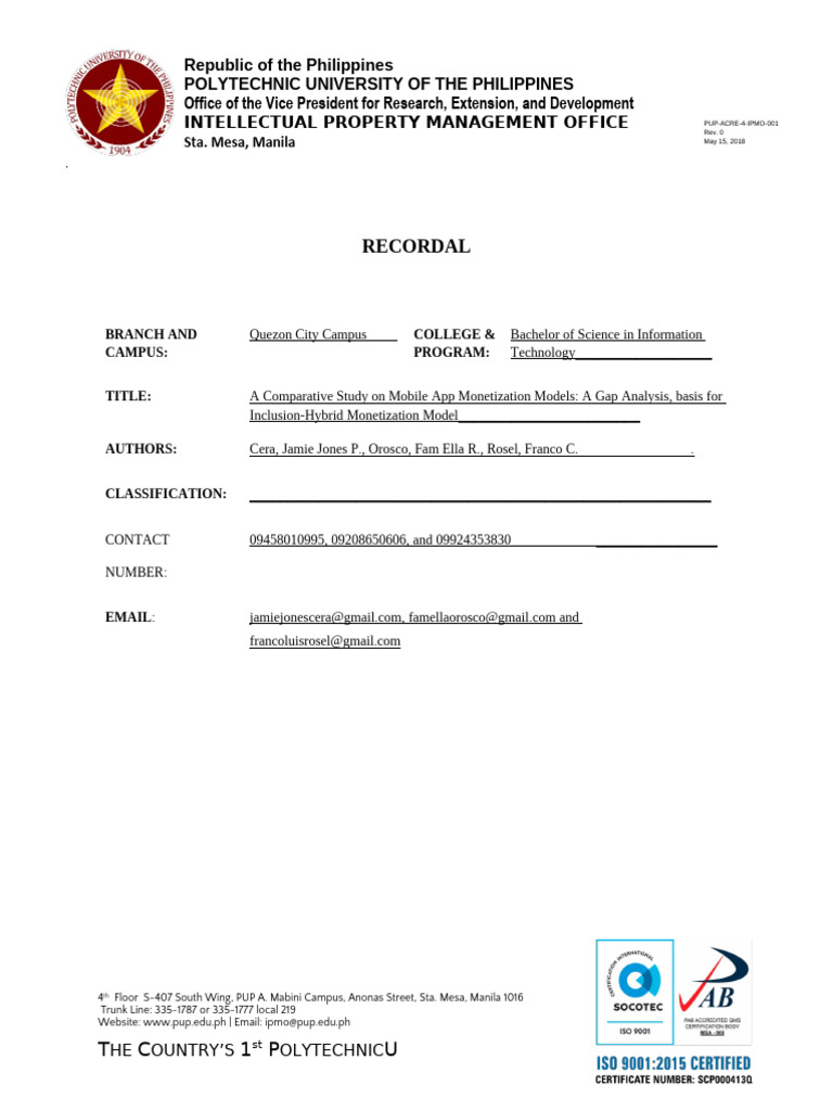 8 Recordal Form | PDF