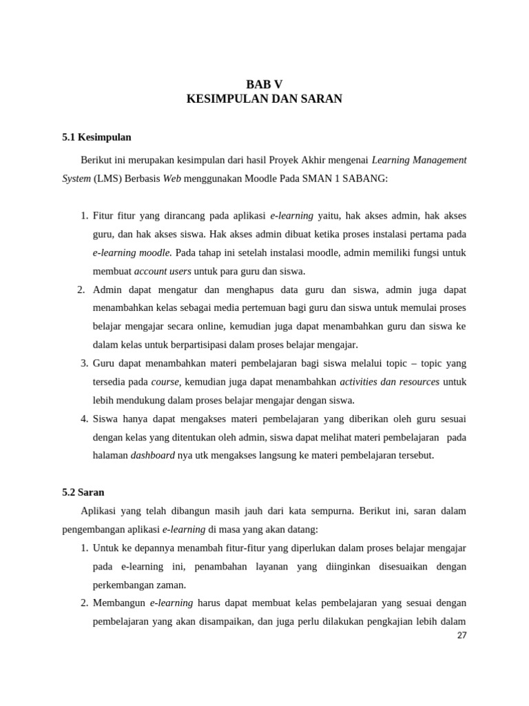 BAB V (Kesimpulan Dan Saran) | PDF