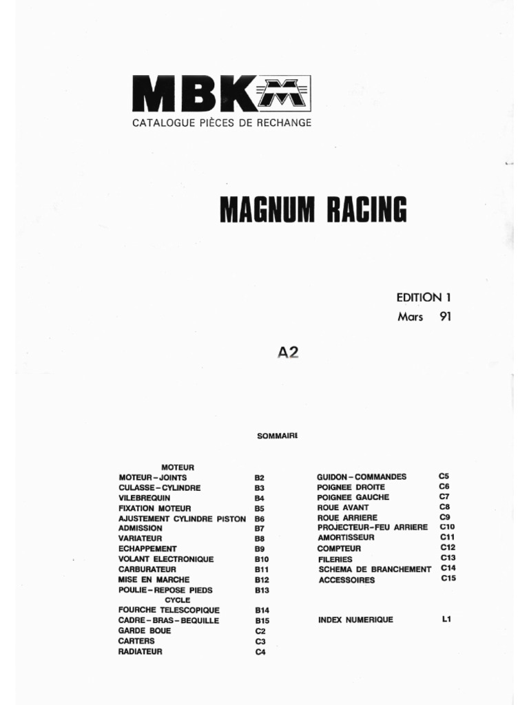 Motobecane MBK Magnum Racing 1991 Pieces Detachees | PDF