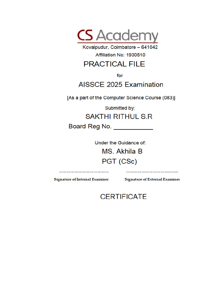 Cs Shakthi Practicals Pdf Computing Computer Programming
