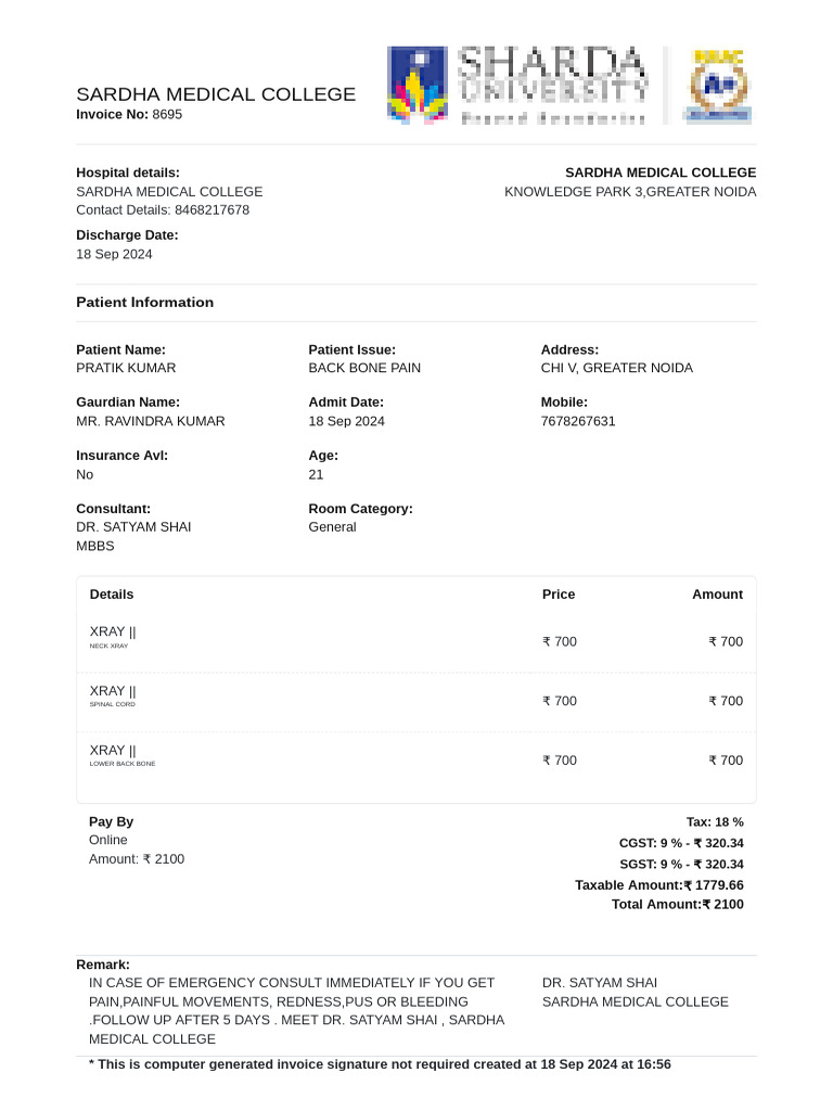 Medical Bill Template 1 | PDF