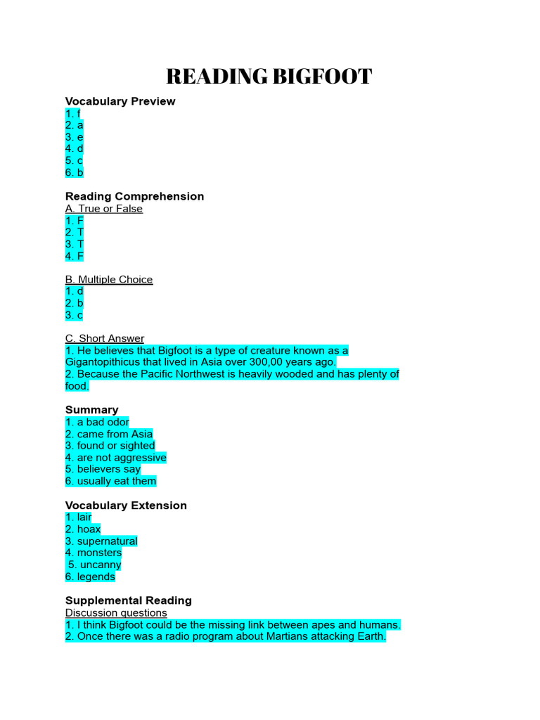 Reading Bigfoot | PDF | Social Science | Science & Mathematics