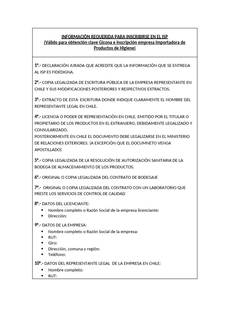 Requisitos para Registro en el ISP | PDF