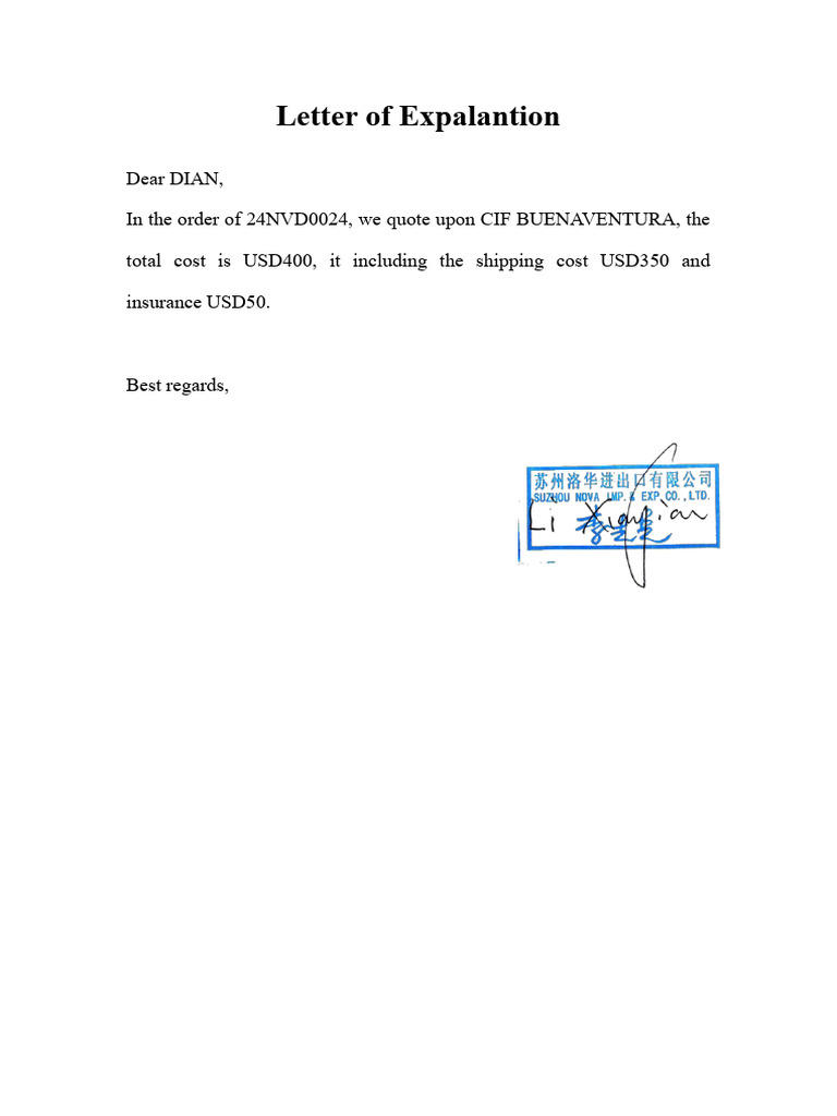 Letter of Explantion | PDF