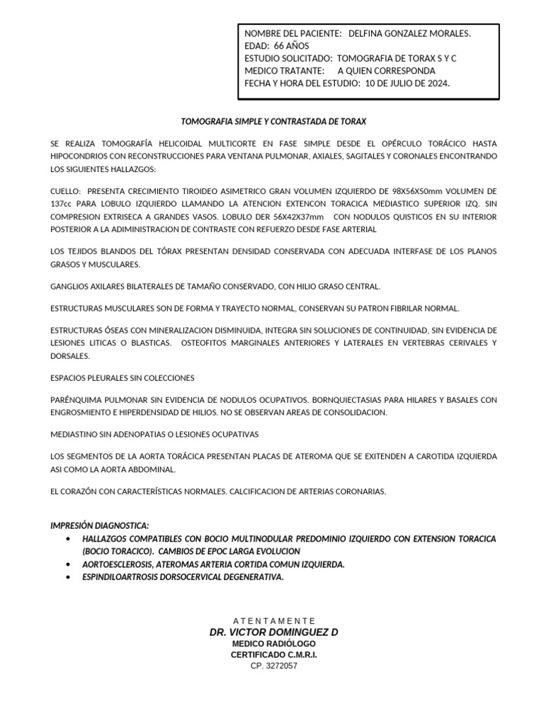TC Torax Bocio MT Delfina | PDF | Tórax | Aorta