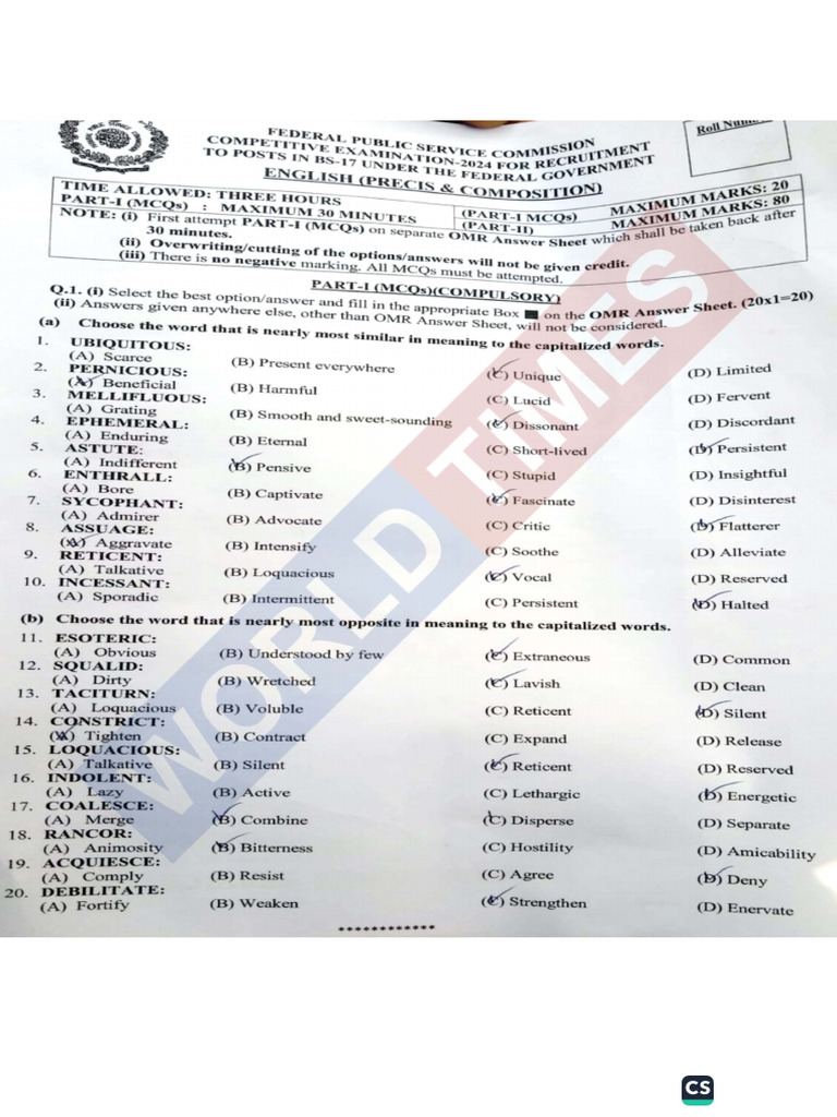 Precis& Composition Paper CSS 2024 | PDF