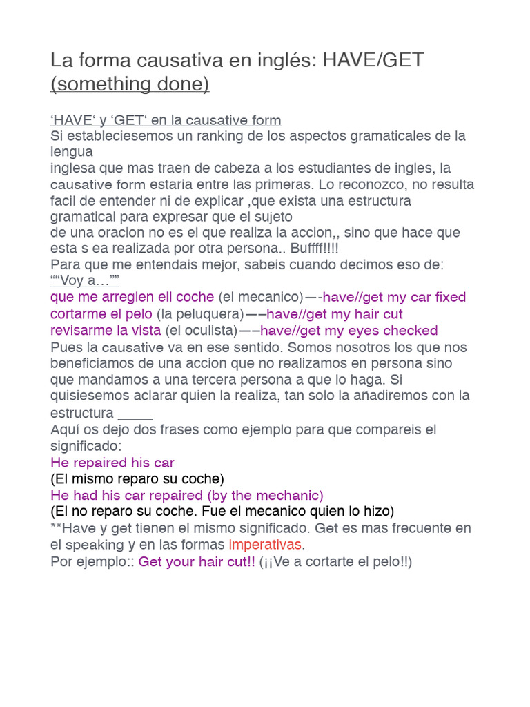Causative Have Get Passive | PDF | Lingüística | Gramática
